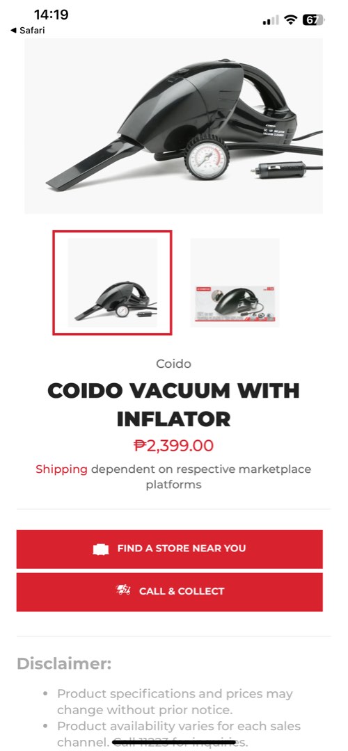 Coido 2in1 vacuum cleaner and tire inflator, Car Parts & Accessories ...