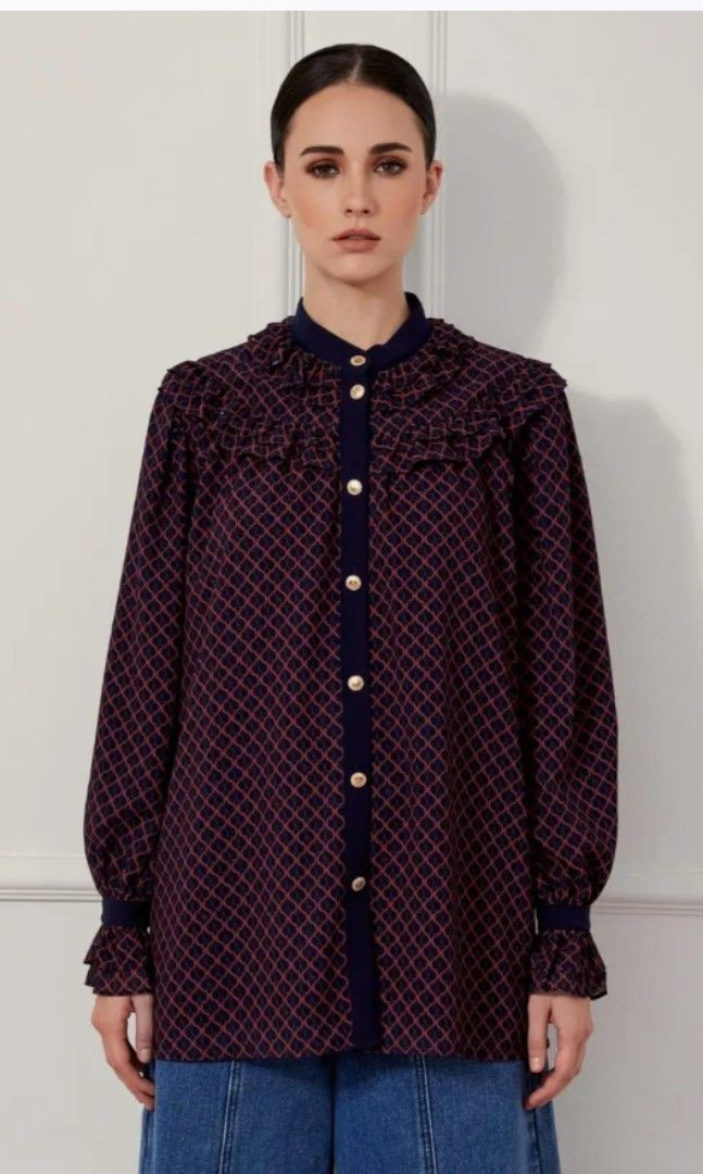 Duck Infinity Ruffle Blouse, Women's Fashion, Tops, Blouses on Carousell