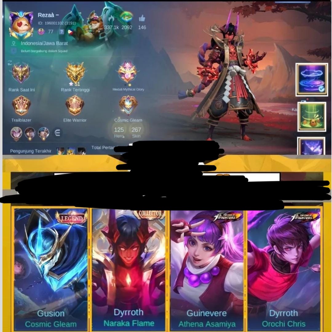 🔥Legend Gusion🔥Collector Dyroth🔥3 KOF AND MORE🔥 Mobile Legends Account ...