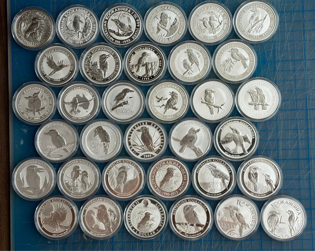 Perth Mint Kookaburra 1oz silver coin set 1990-2025, Hobbies & Toys ...