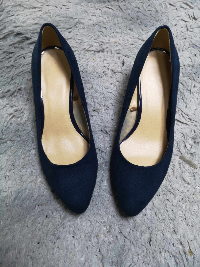 Royal Blue Suede Leather Kitten Heels, Women's Fashion, Footwear, Heels ...