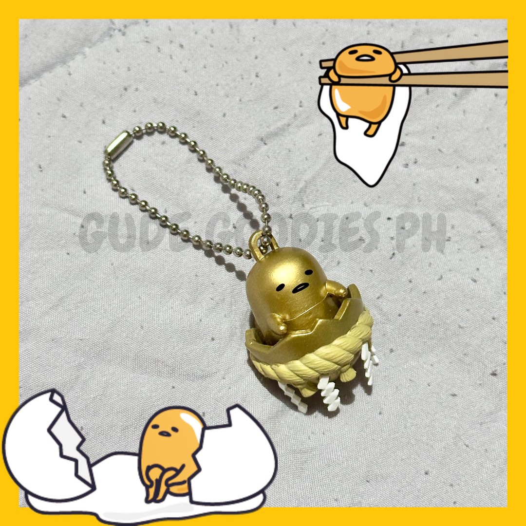 Sanrio Gudetama Gold Keychain, Hobbies & Toys, Toys & Games on Carousell