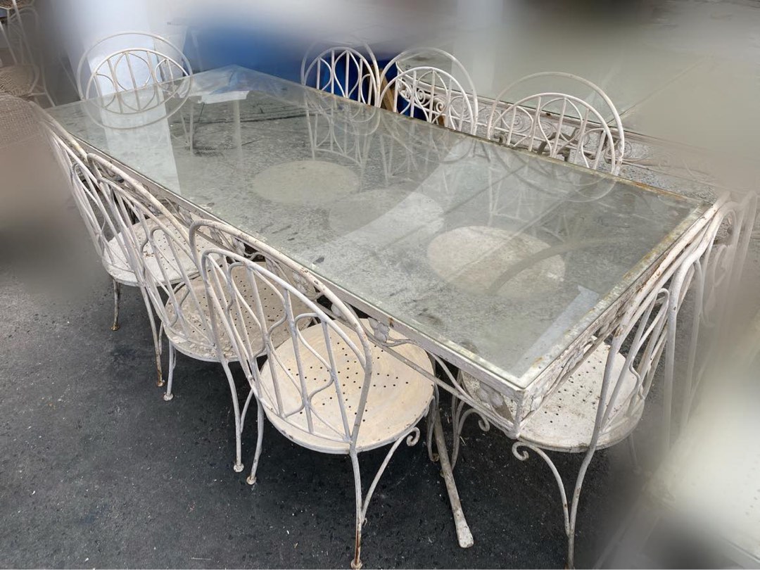 Vintage Garden Set Table for 8, Furniture & Home Living, Outdoor ...