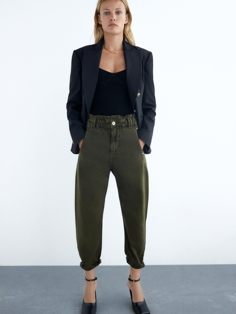 ZARA WOMEN'S DENIM GATHERED JEANS, Women's Fashion, Bottoms, Jeans on ...