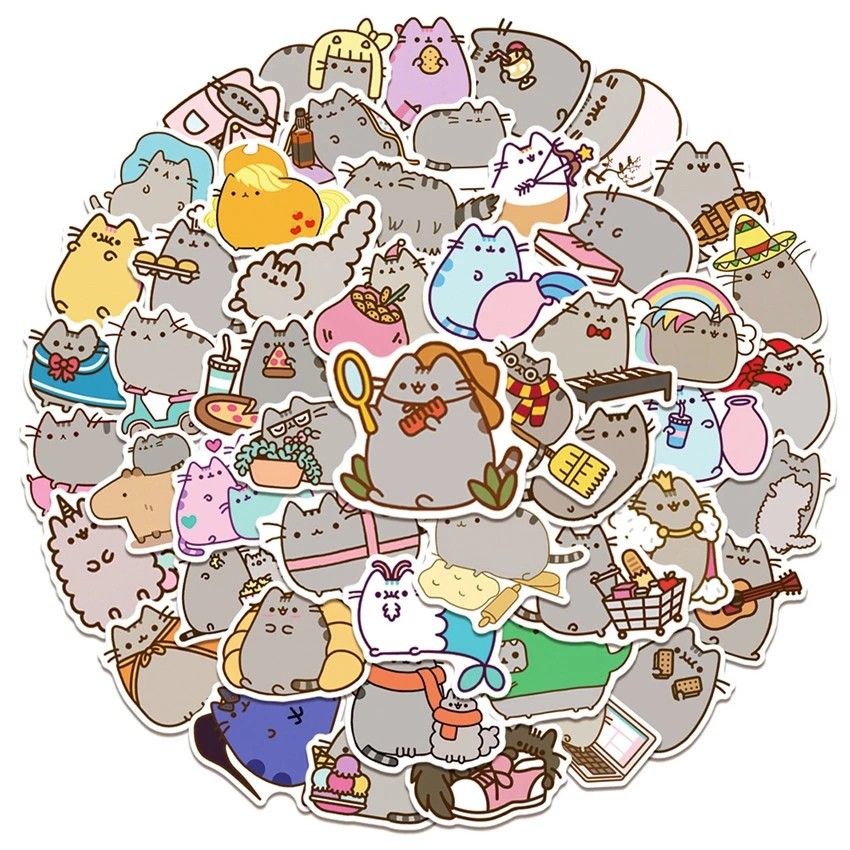 25/50pcs Pusheen Cat Waterproof Vinyl PVC Stickers Decal Label Water ...