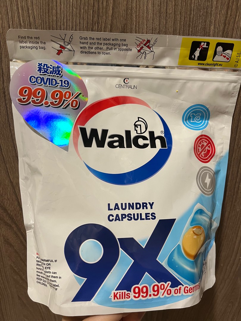 威露士9X殺菌洗衣珠 36粒 Walch Laundry Capsules x36, 傢俬＆家居, 家居清潔及護理用品, 清潔劑 ...