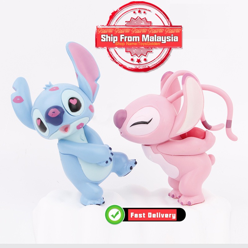 Anime Cartoon Stitch and Angel 2Pcs/Set PVC Action Figures 14cm Model ...