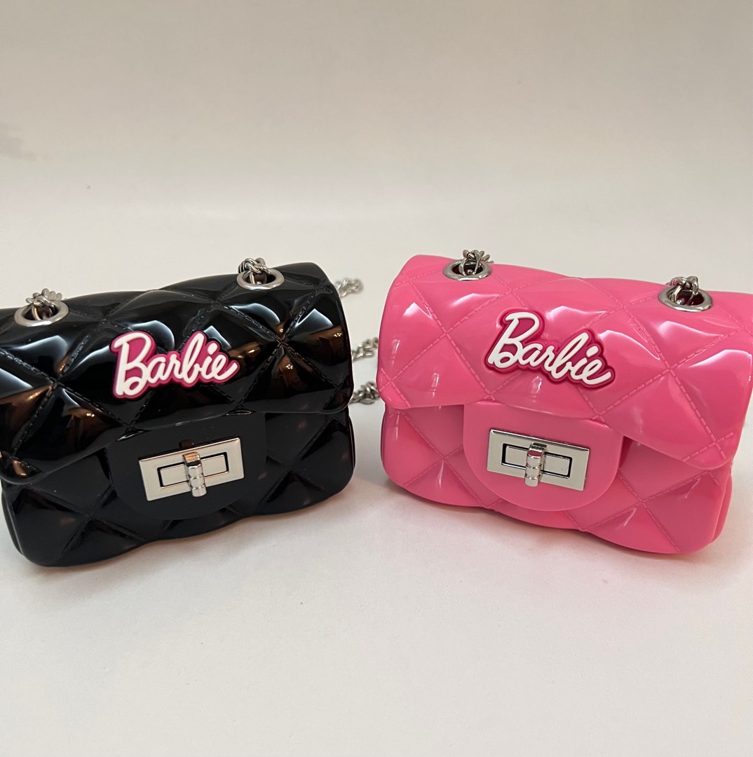 Barbie Miniso cross body jelly bag black and pink bundle 100% original ...