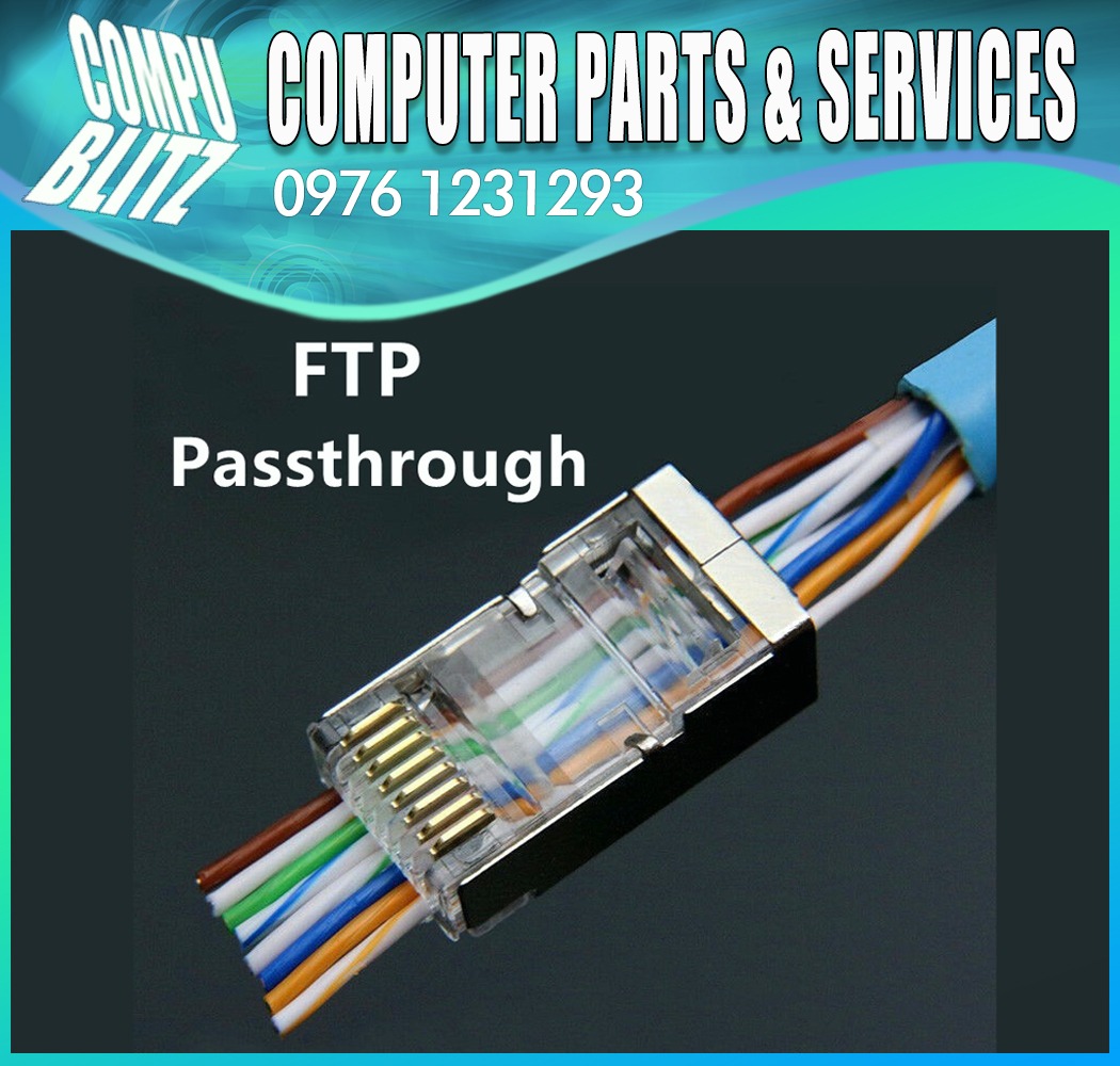 CAT6 FTP RJ45 Passthrough/Pass through Metal shield Modular Plug RJ45 ...