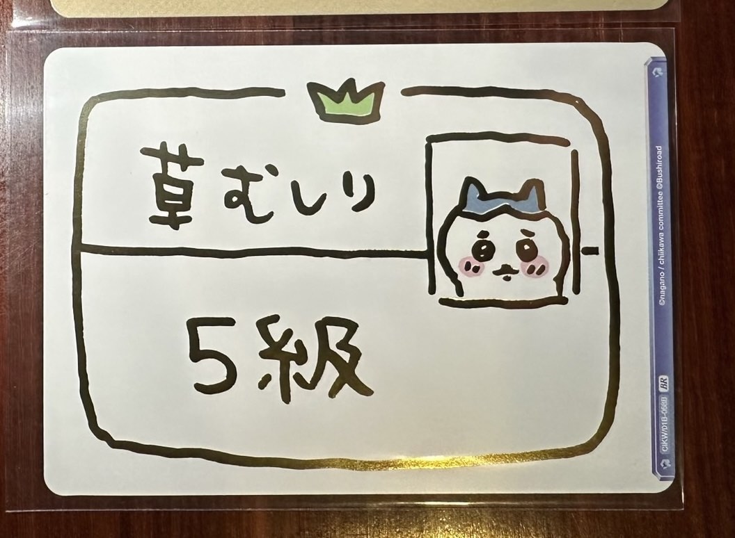 chiikawa WSB BR卡 5級 除草卡 小八 usagi ちいかわ 五級除草 證 戰鬥卡 對戰卡, 興趣及遊戲, 收藏品及紀念品, 日本明星 - Carousell