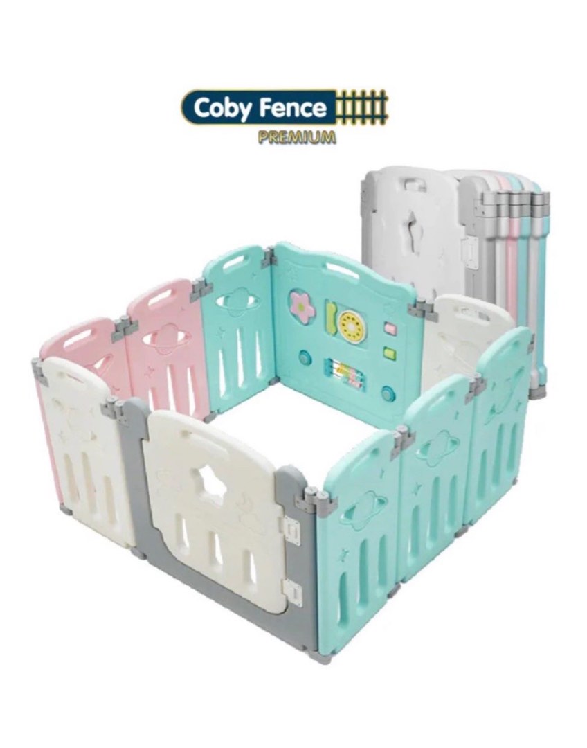 COBY FENCE 12+2 Fold Play Fence Starlight Playards, Babies & Kids, Baby ...