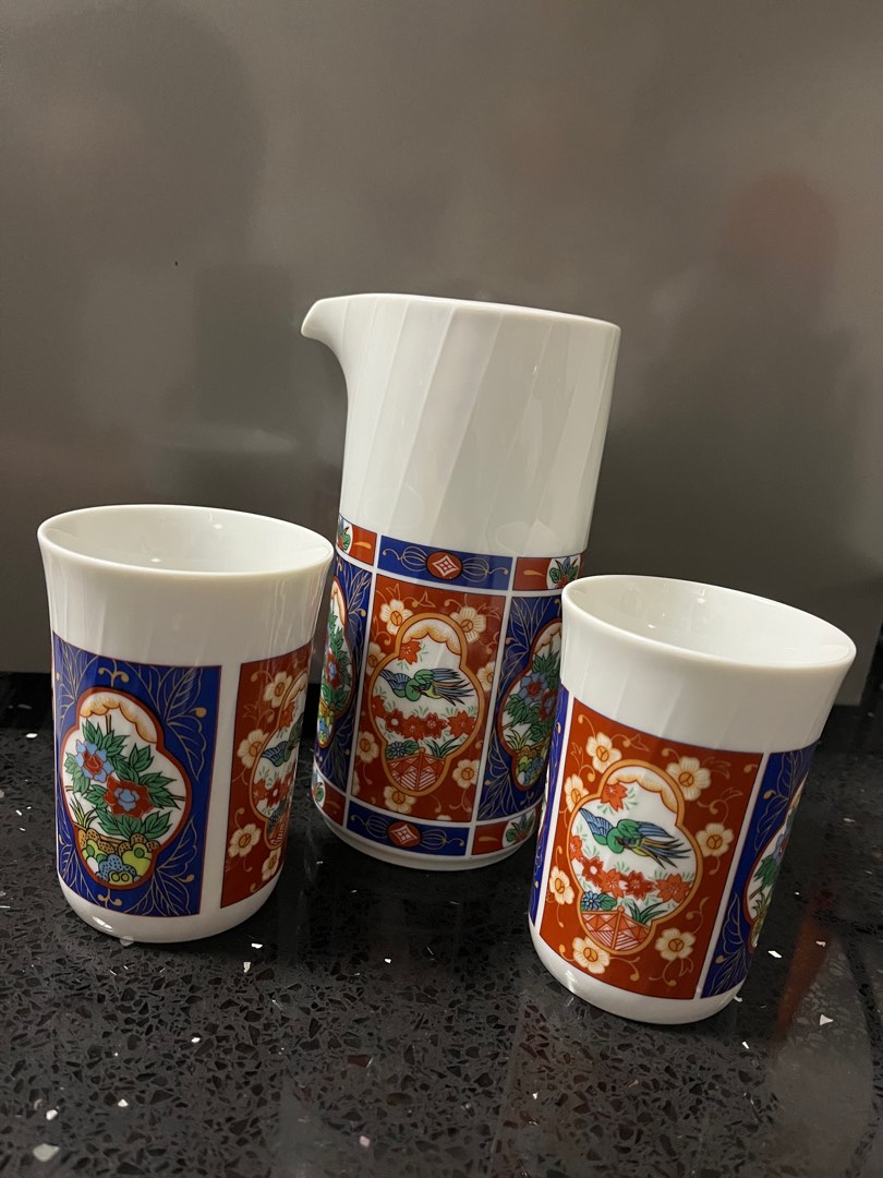 Colourful Jug & 2 cups, Furniture & Home Living, Kitchenware ...