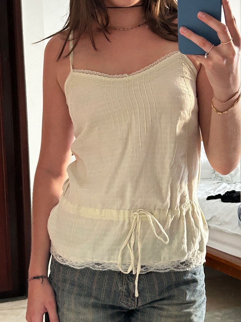 coquette yellow top, Fesyen Wanita, Pakaian Wanita, Atasan di Carousell