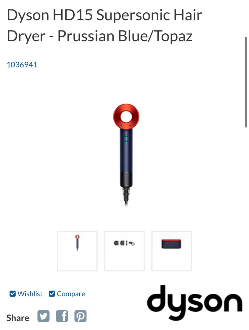 DYSON SS HD15 supersonic hairdryer - Prussian blue / topaz, Beauty ...
