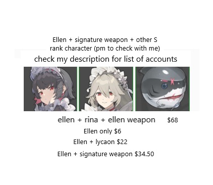 Ellen + Rina + Signature weapon Zenless Zone Zero Account ZZZ Starter ...