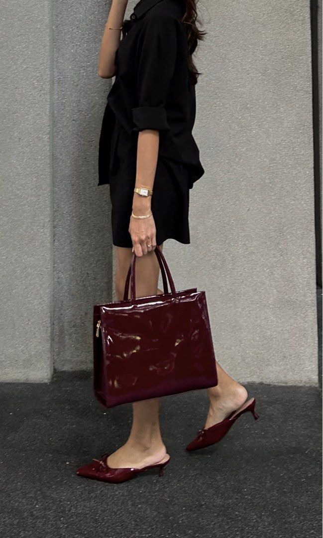 F.timber maroon handbag totebag workbag, Women's Fashion, Bags ...