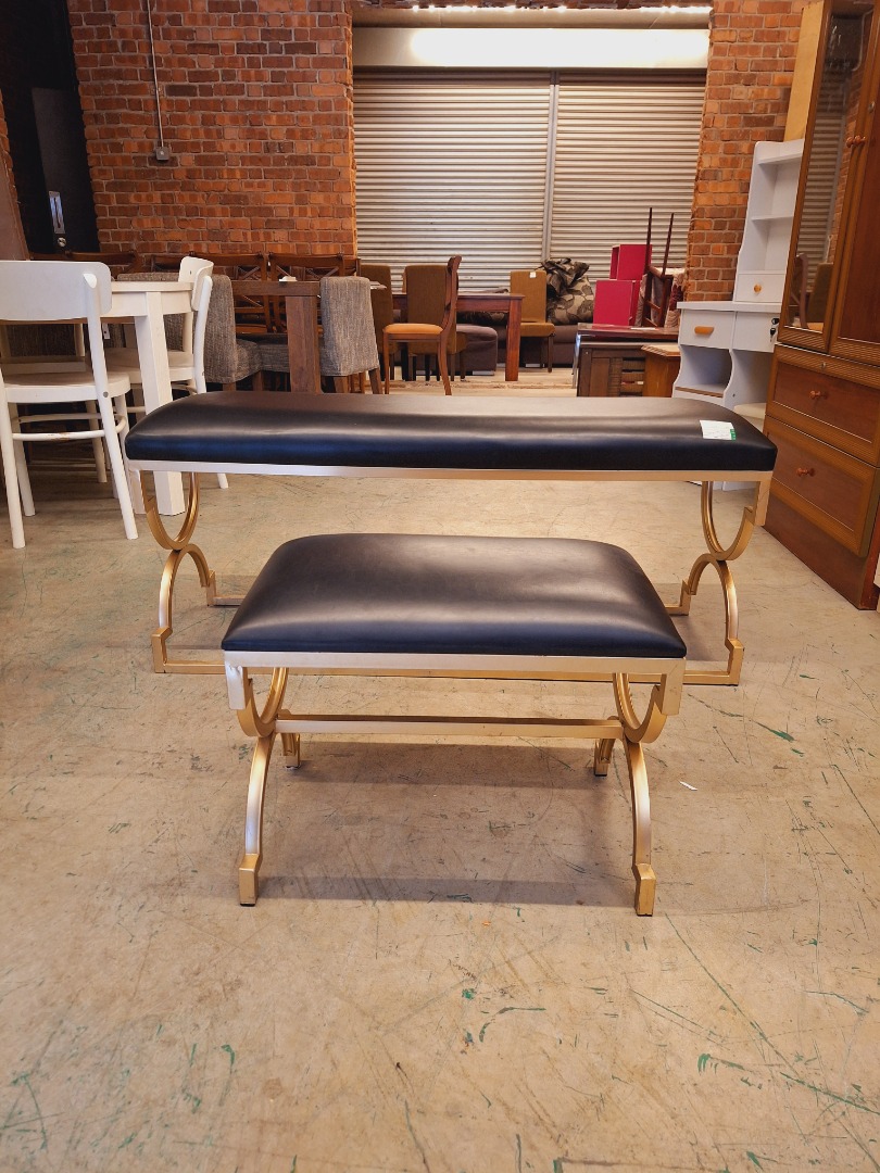Grey & Adler Black Leather and Gold Benches Set | Grey & Adler, Set ...
