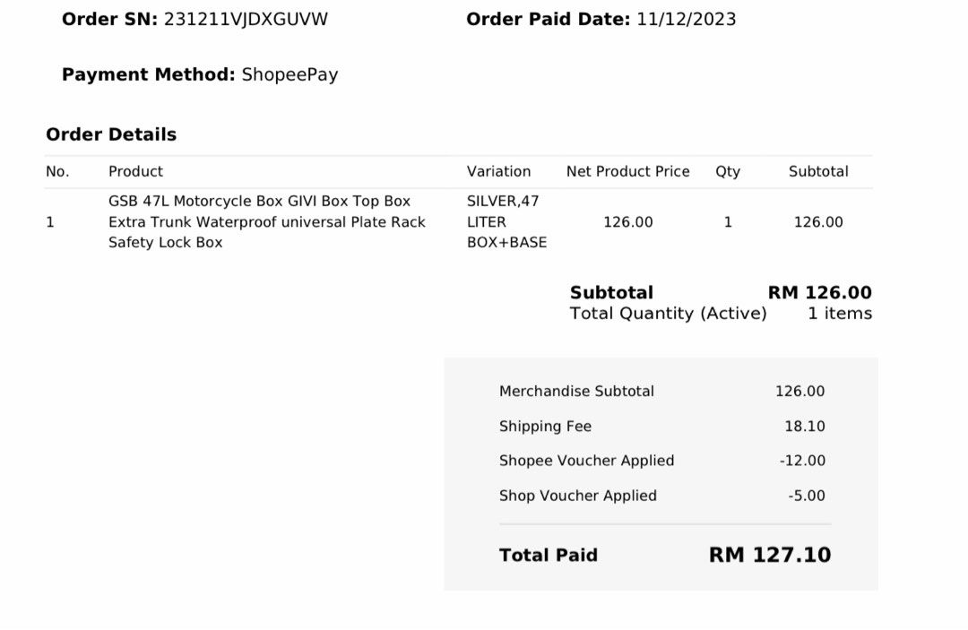 Gsb box motor 47L, Auto Accessories on Carousell