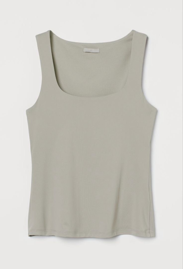 H&M Greige Fitted Top, Women's Fashion, Tops, Sleeveless on Carousell