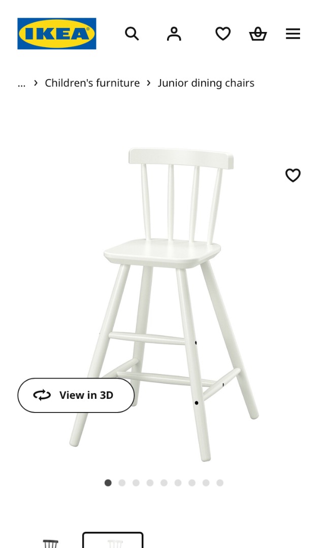 IKEA Agam junior chair white, Furniture & Home Living, Furniture, Chairs on Carousell