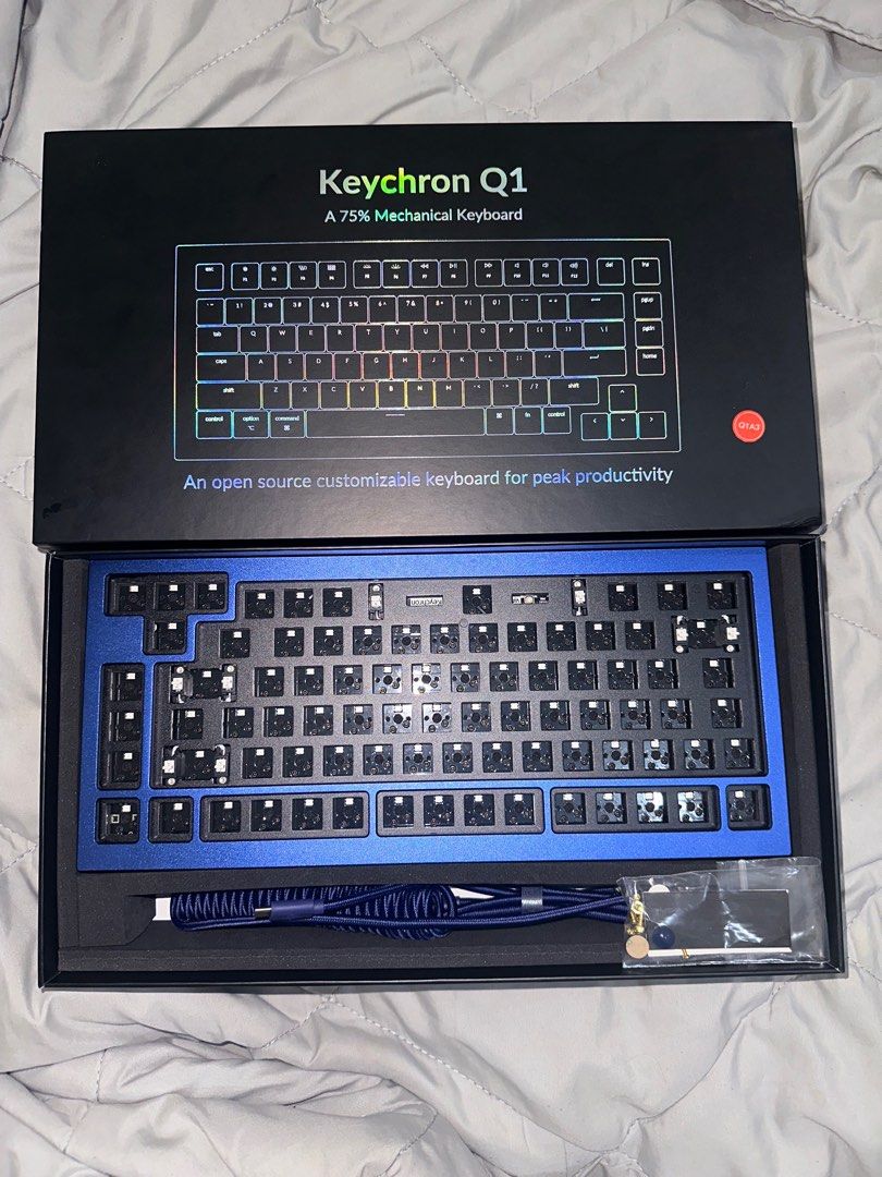Keychron Q1 QMK 75% Custom Mechanical Keyboard FULLY ASSEMBLY Navy Blue ...