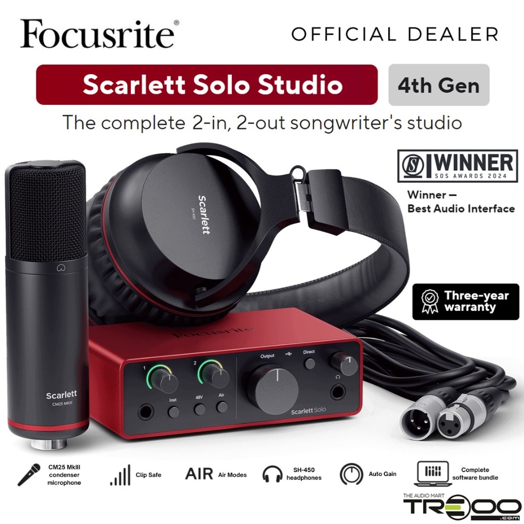 [Unavailable]($18 Cashback!) Focusrite Scarlett Solo Studio (4th Gen ...