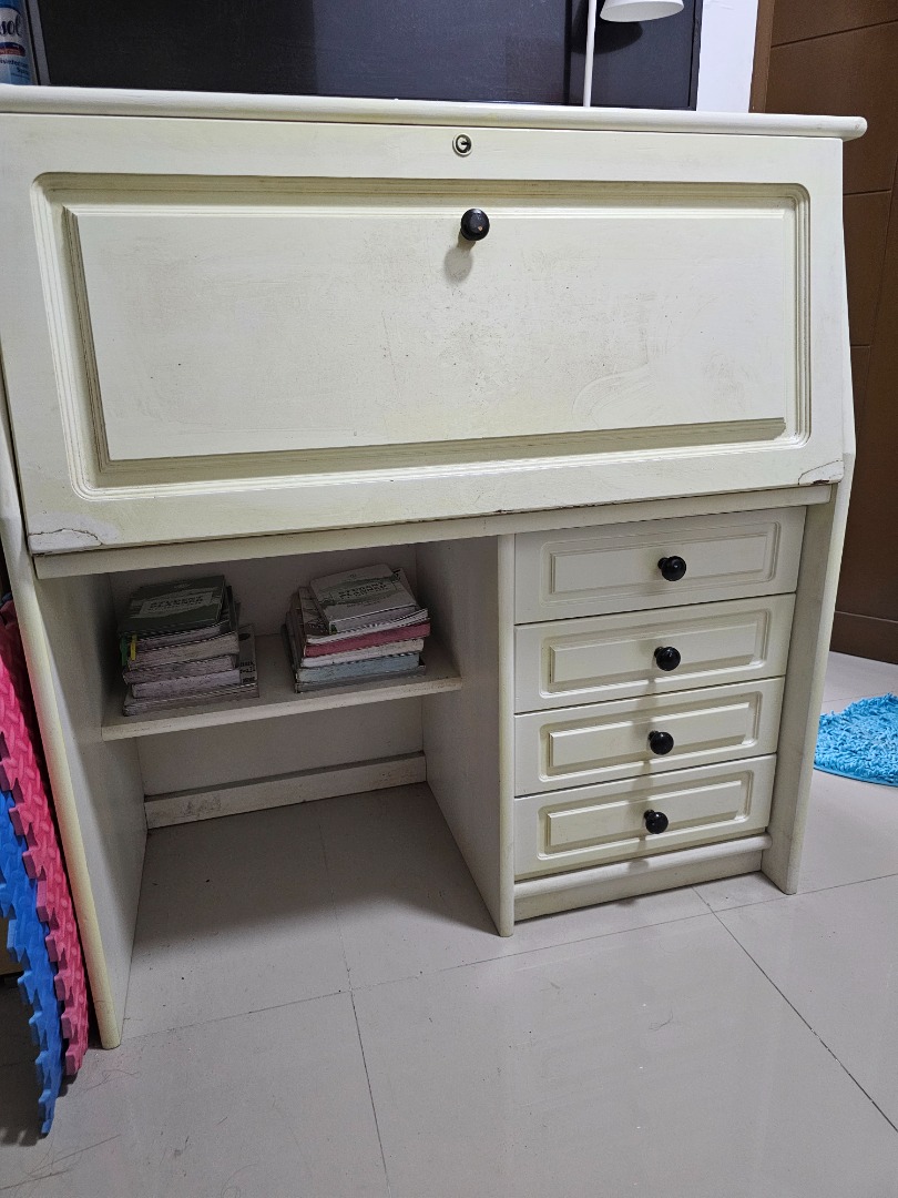 Preloved solid wood study table, Furniture & Home Living, Furniture ...