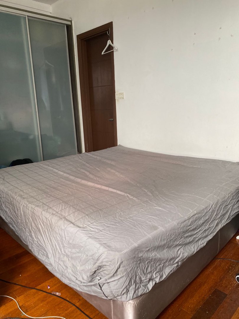 Queen Size bed with headless frame, Furniture & Home Living, Bedding ...