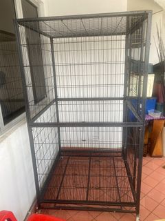 New stock 2 layer cat cage, 2 tiers pet cage with wheels foldable cage ...