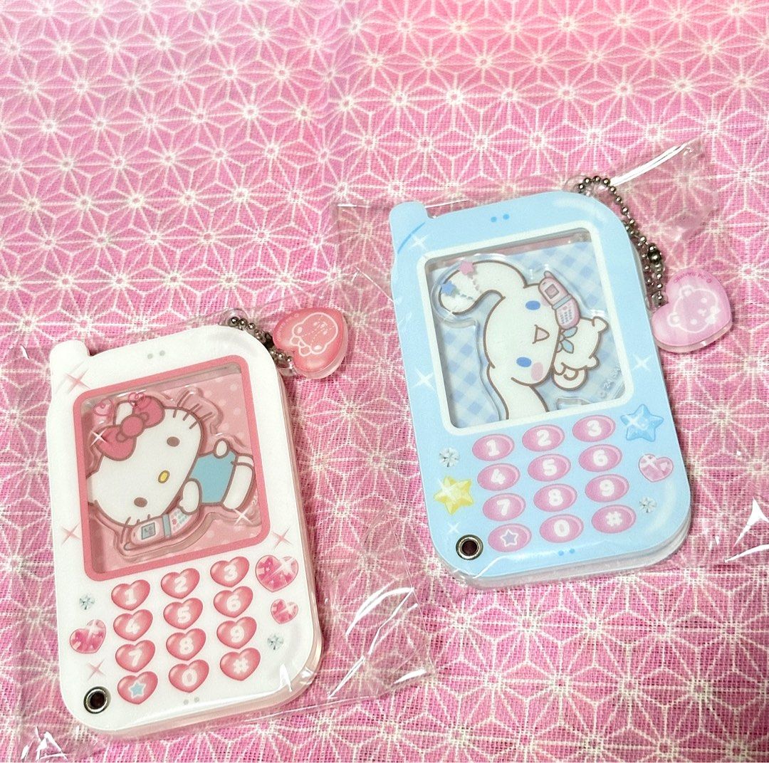 Sanrio shaker handphone keychain seal insert hello kitty & cinnamoroll ...