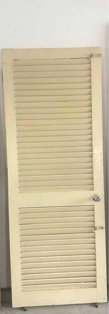 Solid Wooden Door with Louvers Kayu Pintu, Furniture & Home Living ...