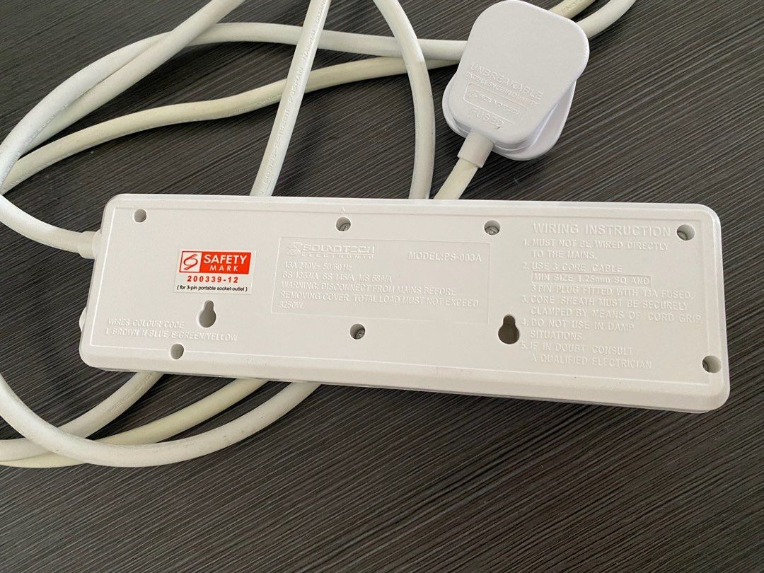 Soundtech Extension Socket (3 meters 3 ways) extension cord plug, TV ...