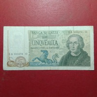 uang kertas Italia 5000 Lire (Colombo - 2nd type)1971-1977, Antik, Uang ...