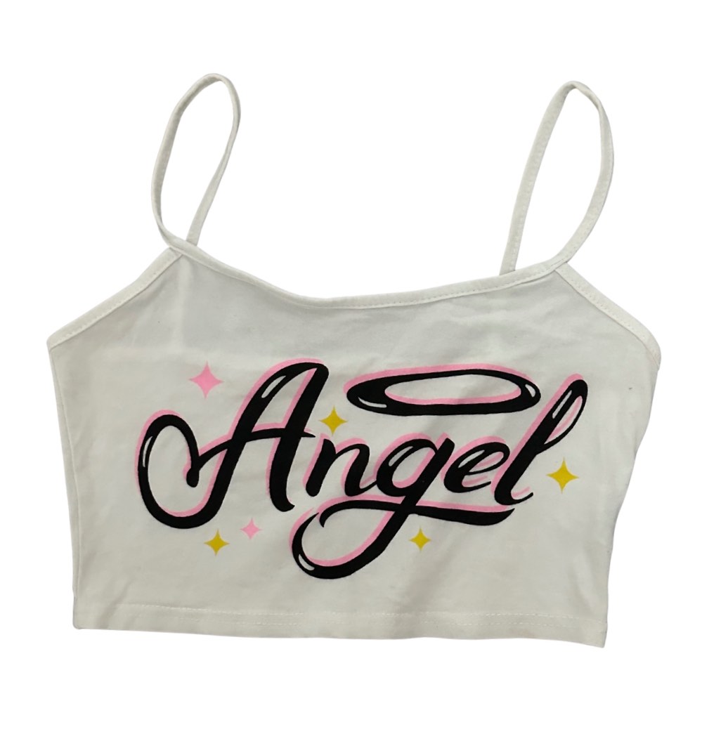 White Angel Y2K Crop Top , Fesyen Wanita, Pakaian Wanita, Atasan di ...