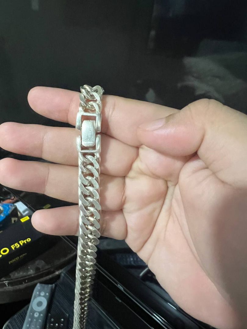 22 Inch Cuban Style 925 Custom Silver Necklace for Men, 128 Grams, Men ...