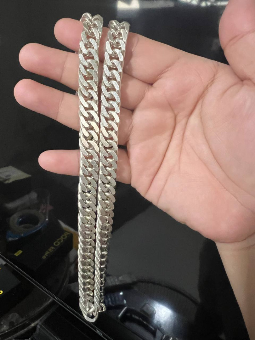 22 Inch Cuban Style 925 Custom Silver Necklace for Men, 128 Grams, Men ...