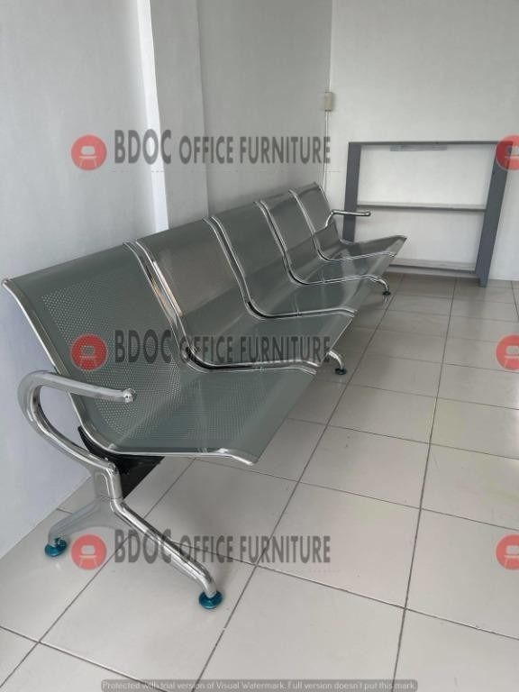 4 seater silver gang chair all metal / office partition / office table ...