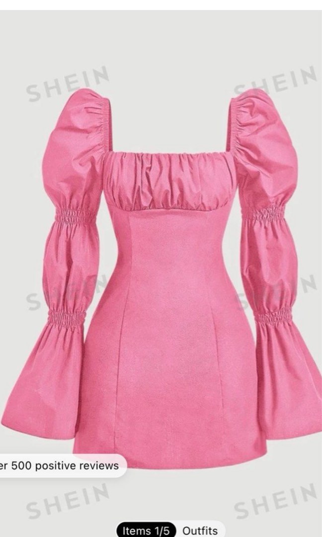 Barbie Pink Square Neck Puff Dress, Women's Fashion, Dresses & Sets ...