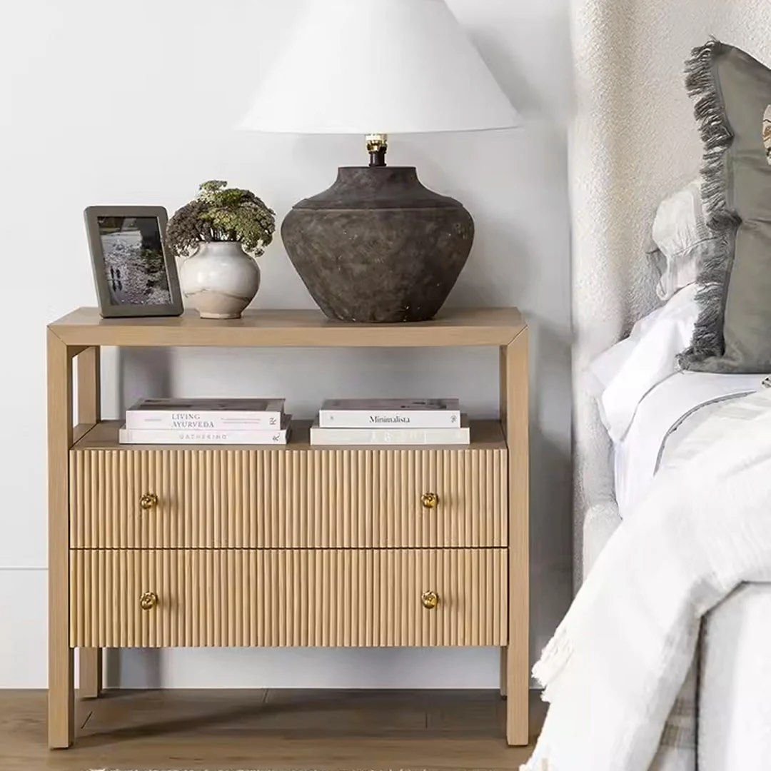 CONNOR Modern Fluted Bedside Table, Furniture & Home Living, Furniture ...