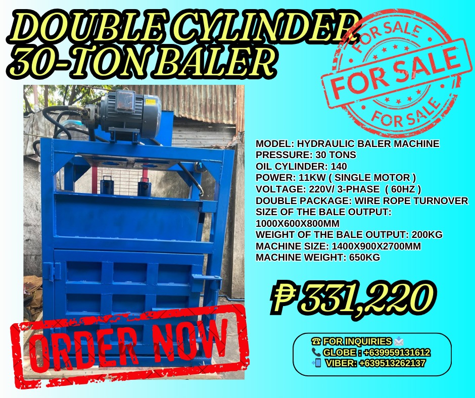 DOUBLE CYLINDER 30-TON BALER 220V-3PHASE, Commercial & Industrial ...