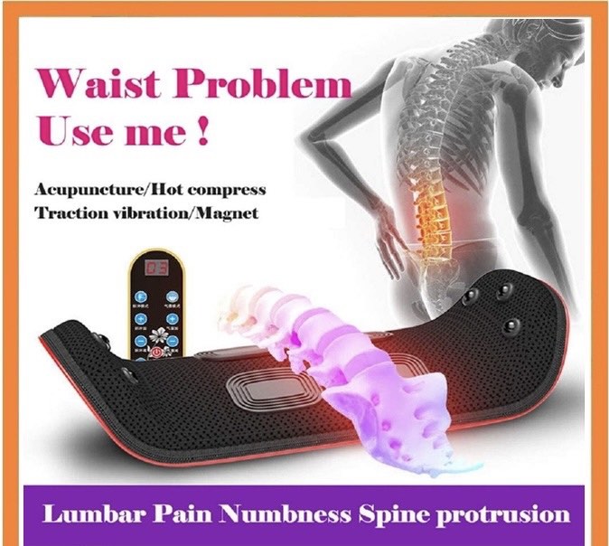 Electric Lumbar Traction Device Dual Care Waist Back Massager Heating ...