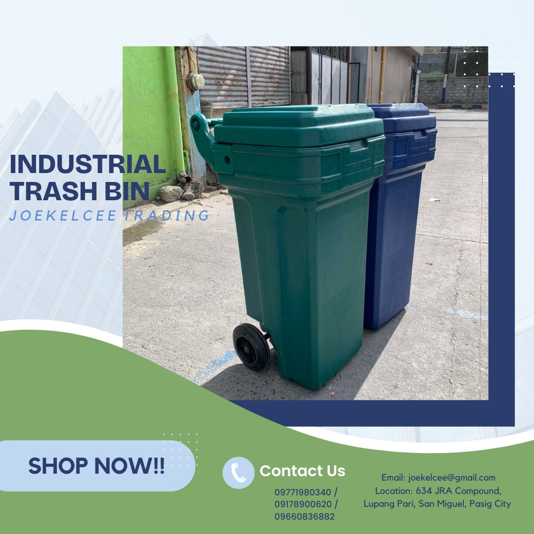 INDUSTRIAL TRASH BIN WITH WHEELS NO PEDAL, Furniture & Home Living ...
