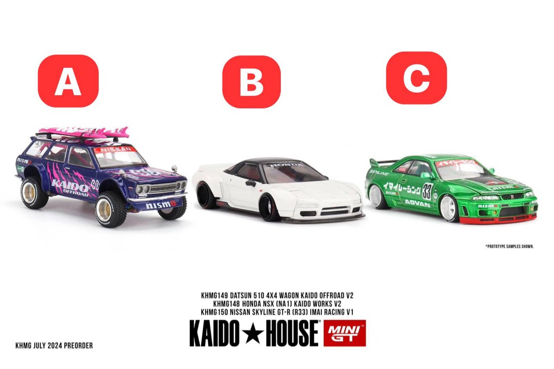 Kaido House x MINI GT 148 Honda NSX 149 Datsun 510 4x4 wagon 150 Nissan ...