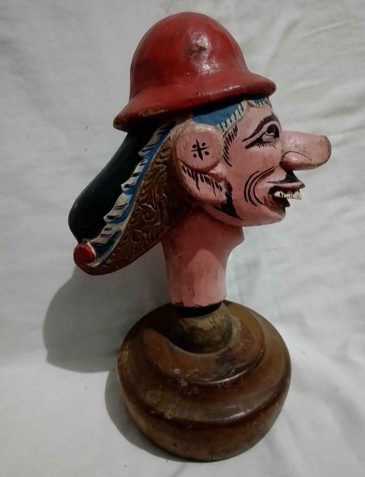 Kepala Wayang Golek Antik Memakai Topi KOMPENI (Tentara Belanda), Antik ...