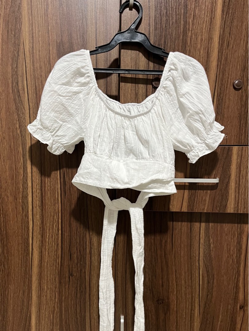 Lovito Tie Back Bow Back Blouse, Women's Fashion, Tops, Blouses on ...