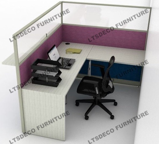 L-SHAPE RECEPTION COUNTER TABLE WITH GLASS | OFFICE PARTITION | OFFICE ...