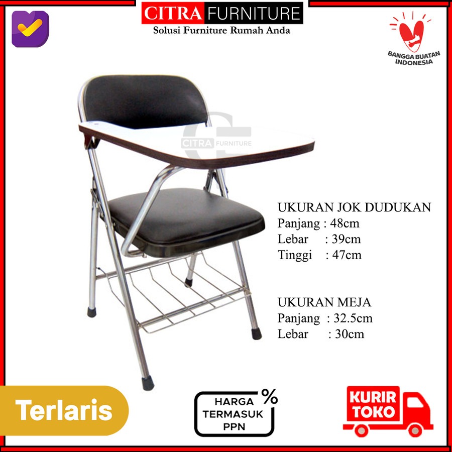 MASTERINDO ® Kursi Lipat Kuliah Besi | Folding Chair - Hitam, Perabotan ...