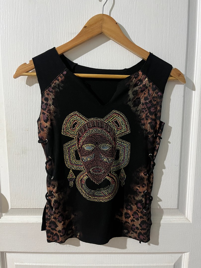 Morgan De Toi Insp Y2K Black Ribbon Tie Tank Top | vintage graphic goth ...