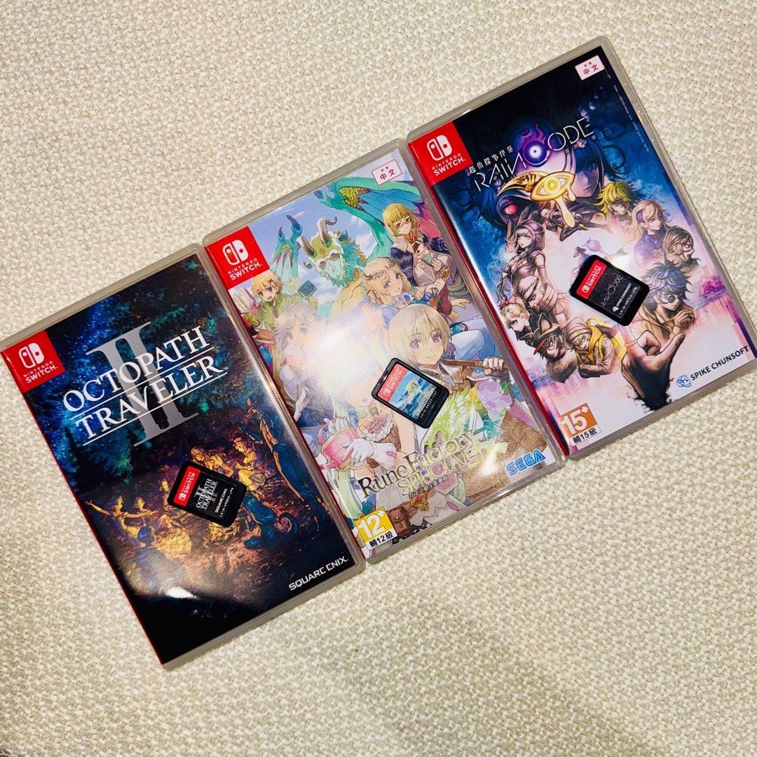 Octopath Traverler 2/Rune Factory 4/Rain Code, Video Gaming, Video ...