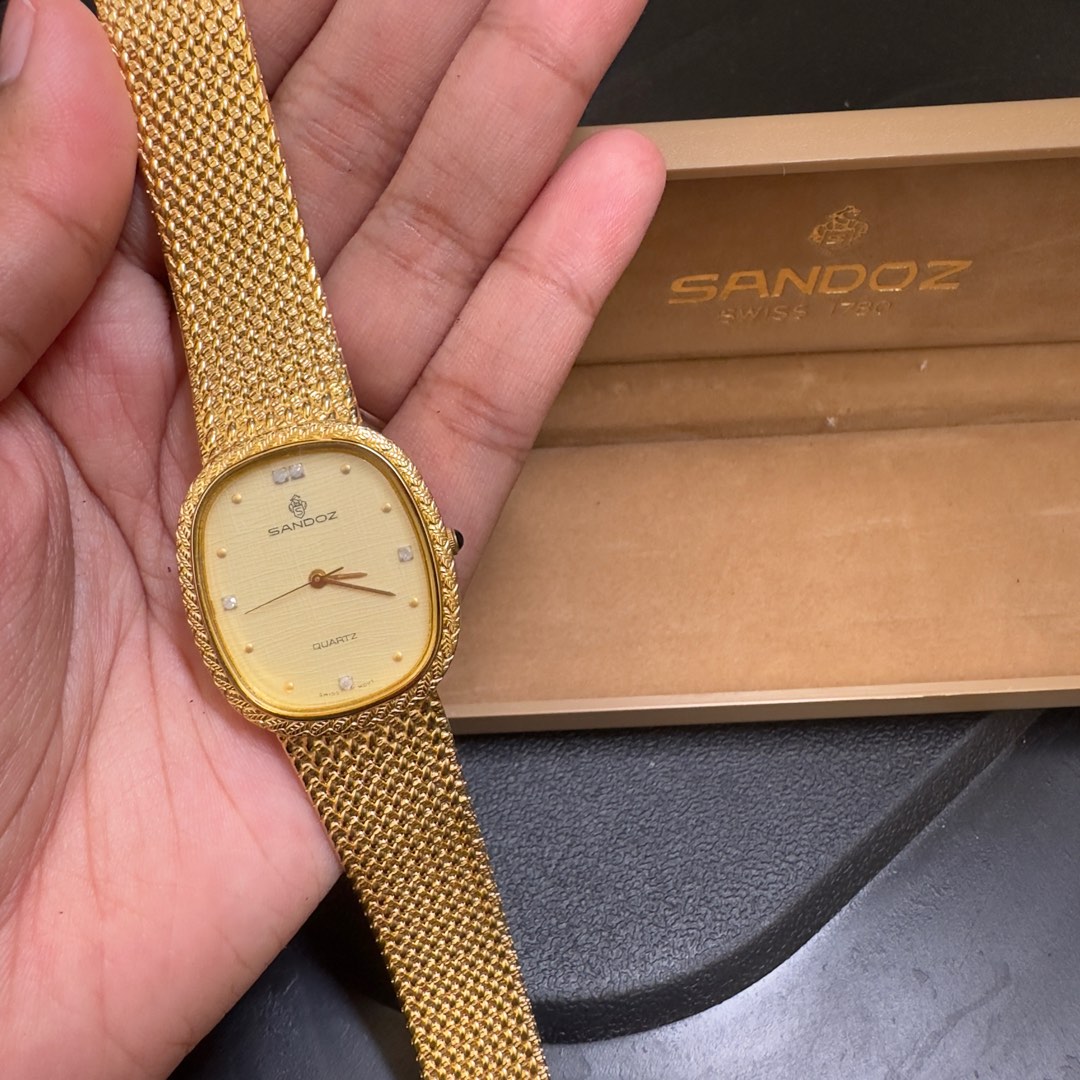Sandoz Unisex Gold Toned Watch, Luxury, Watches on Carousell